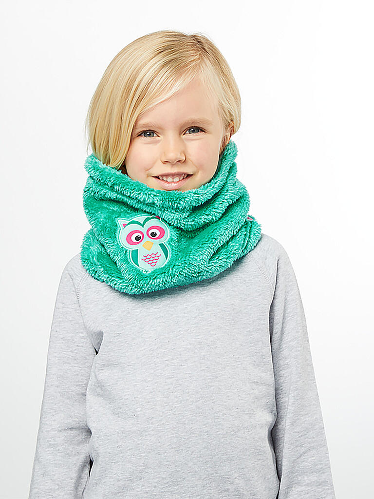 AFFENZAHN Kinder Plüsch Schlauchschal Eule türkis