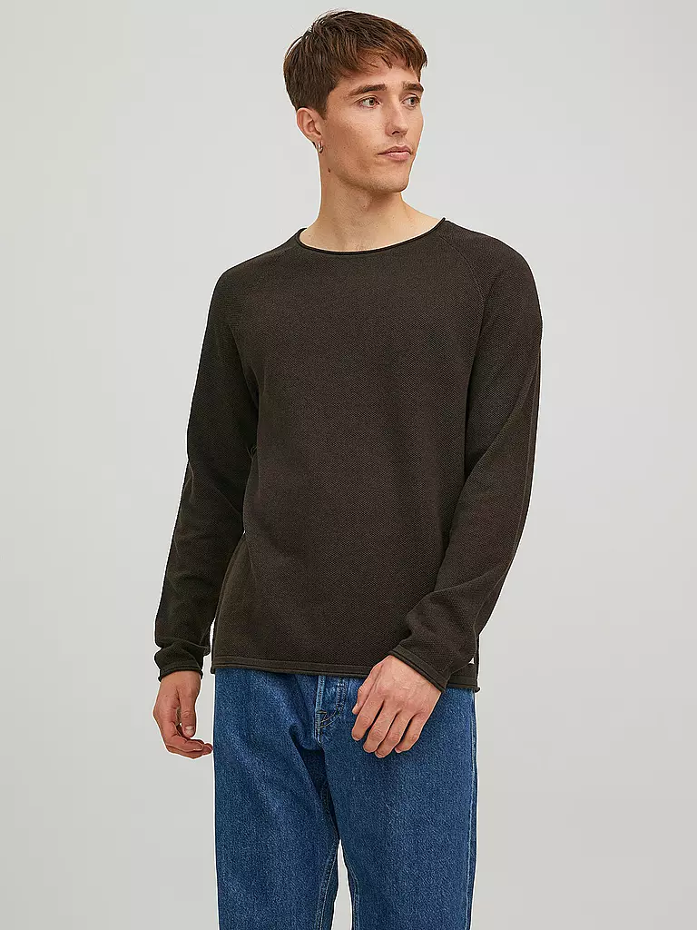 JACK & JONES Pullover JJEHILL KNIT CREW braun