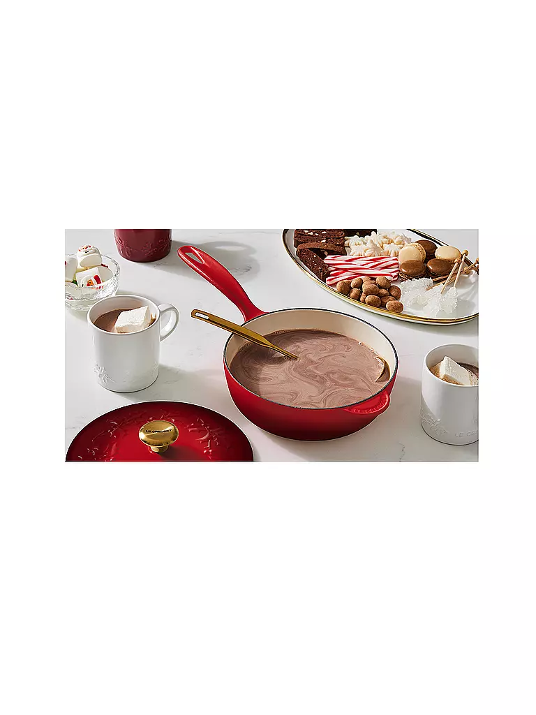 LE CREUSET Stielkasserolle mit Deckel 21cm HOLLY Kirschrot rot