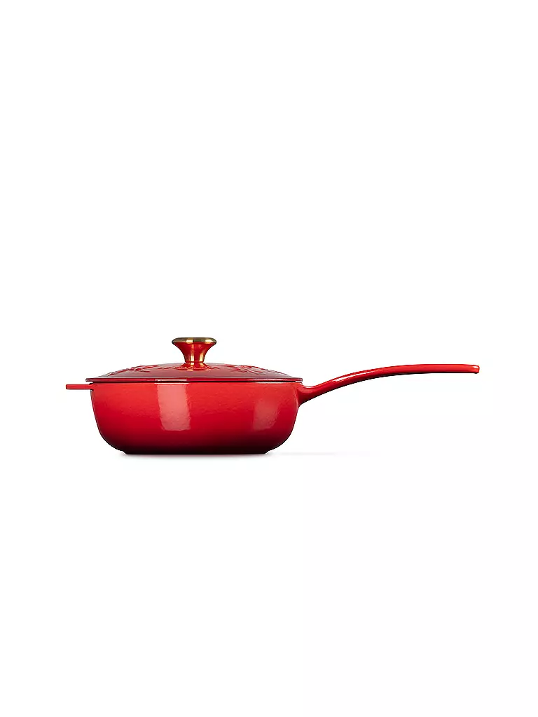 LE CREUSET Stielkasserolle mit Deckel 21cm HOLLY Kirschrot rot