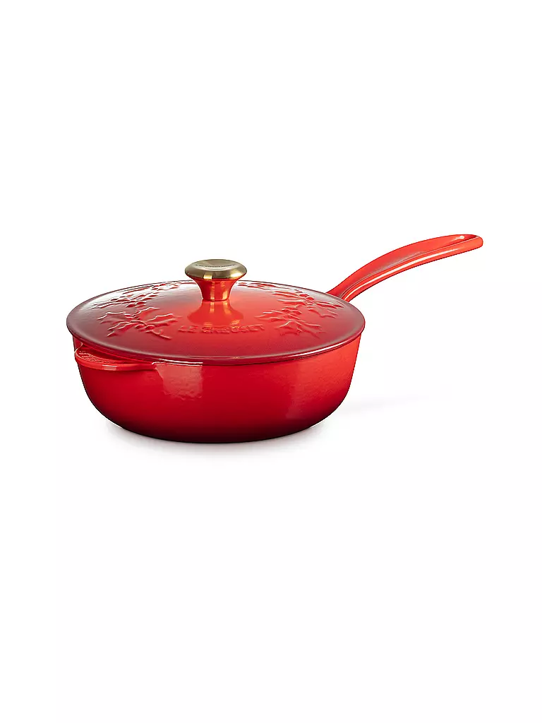 LE CREUSET Stielkasserolle mit Deckel 21cm HOLLY Kirschrot rot