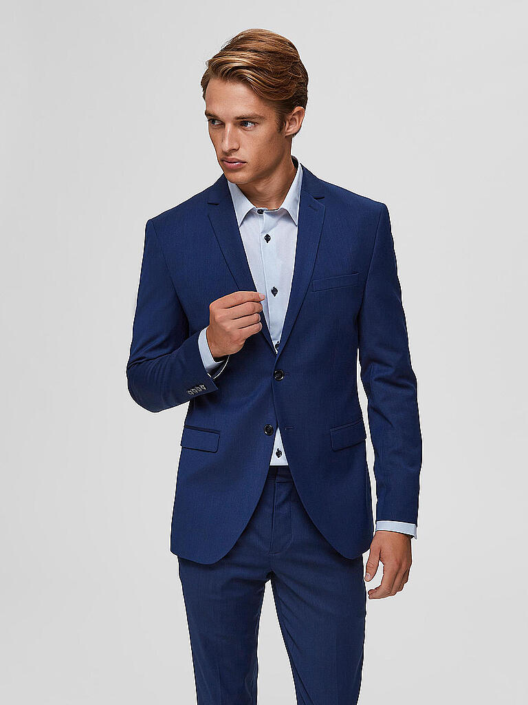 SELECTED Sakko Slim-Fit "SLHBILLI" blau